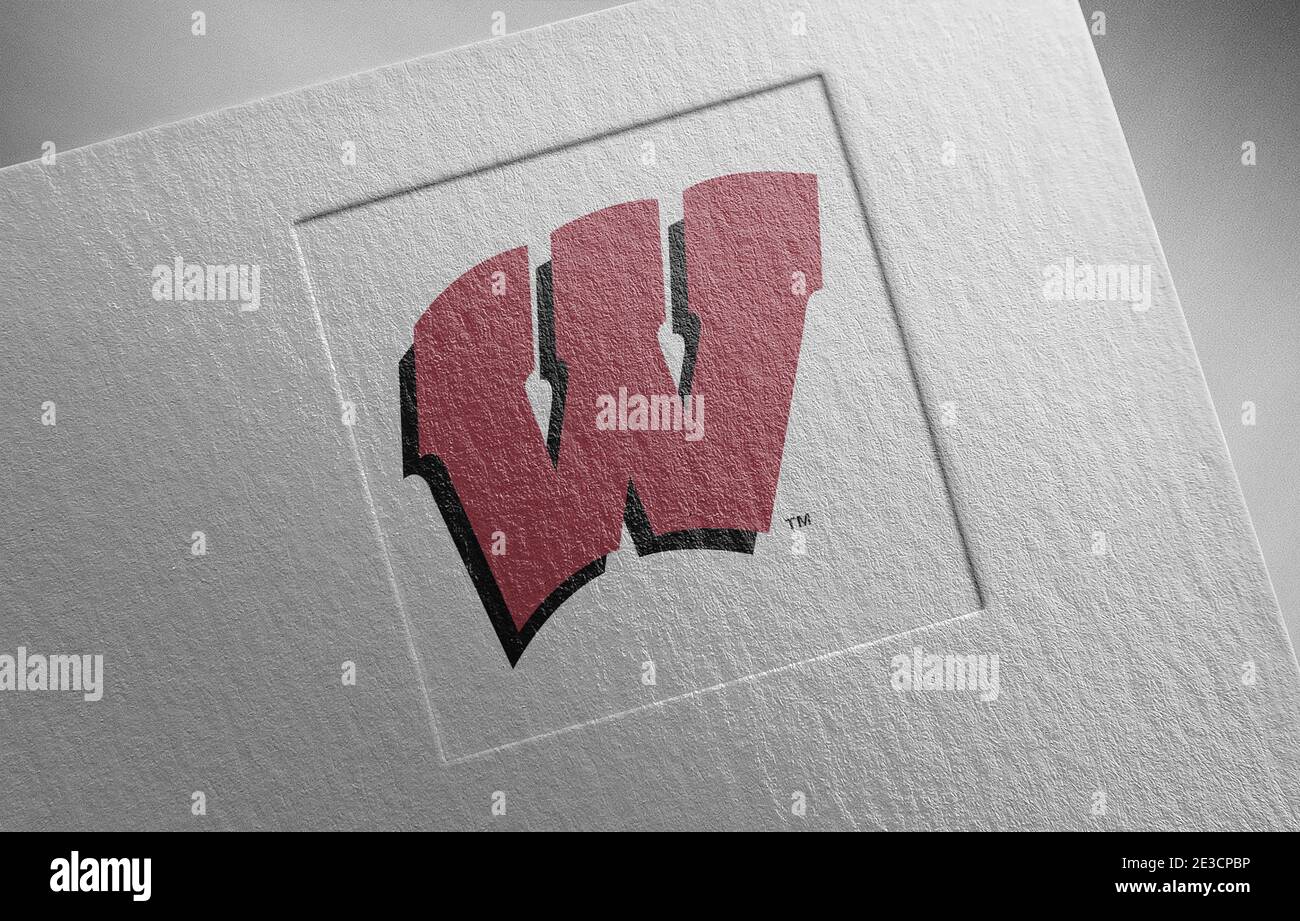 wisconsin badgers logo paper texture illustration Stock Photo - Alamy