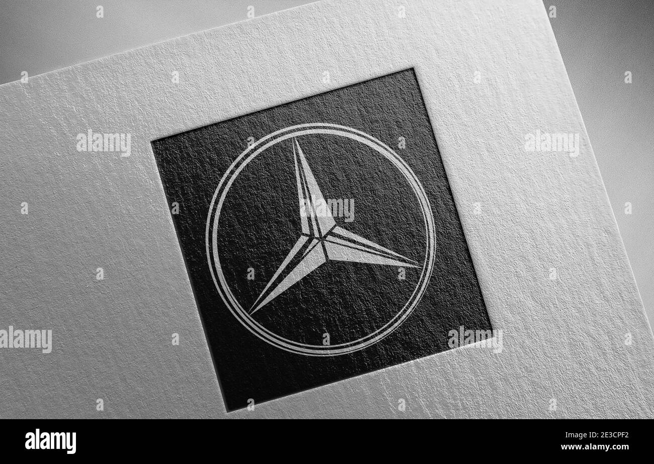 mercedes benz logo paper texture illustration Stock Photo - Alamy
