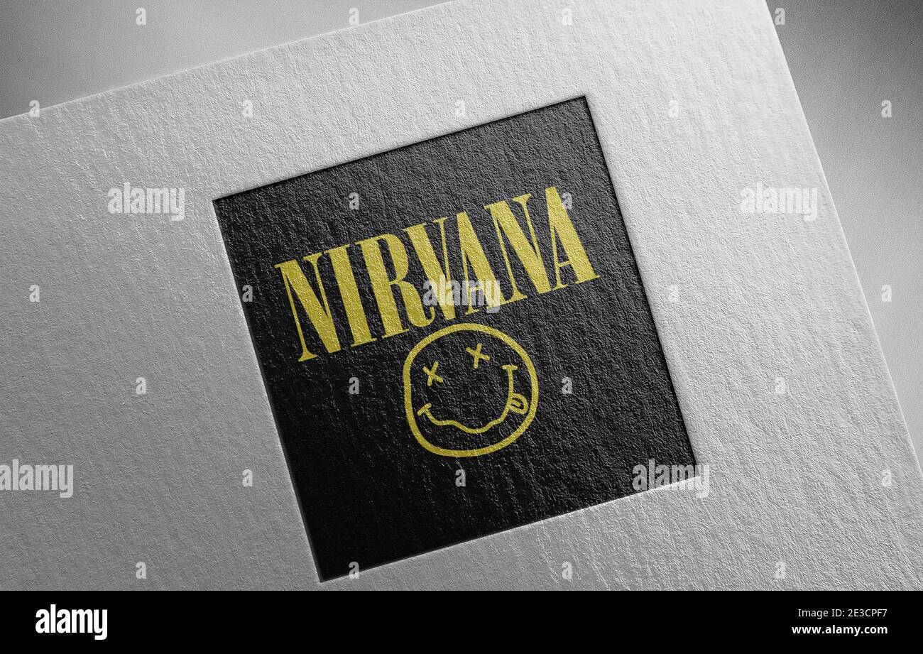 nirvana logo paper texture illustration Stock Photo - Alamy