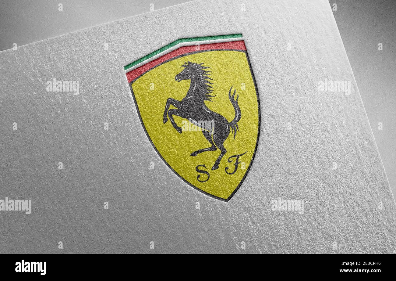 ferrari logo paper texture illustration Stock Photo - Alamy