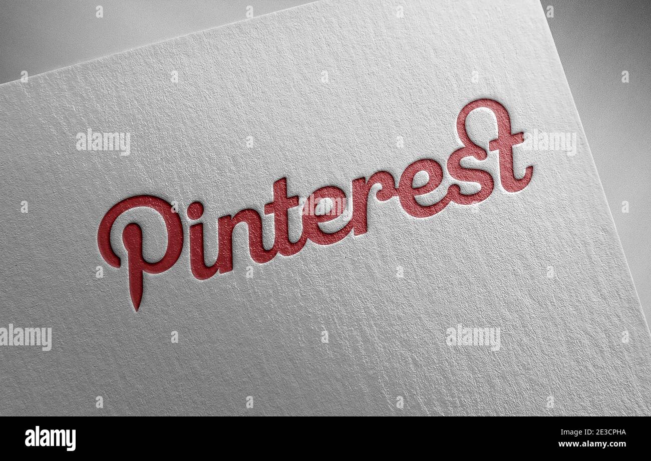 pinterest logo paper texture illustration Stock Photo - Alamy