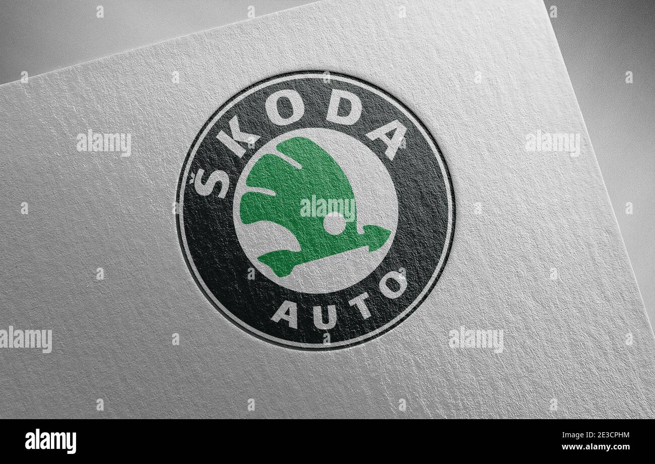 skoda logo paper texture illustration Stock Photo - Alamy
