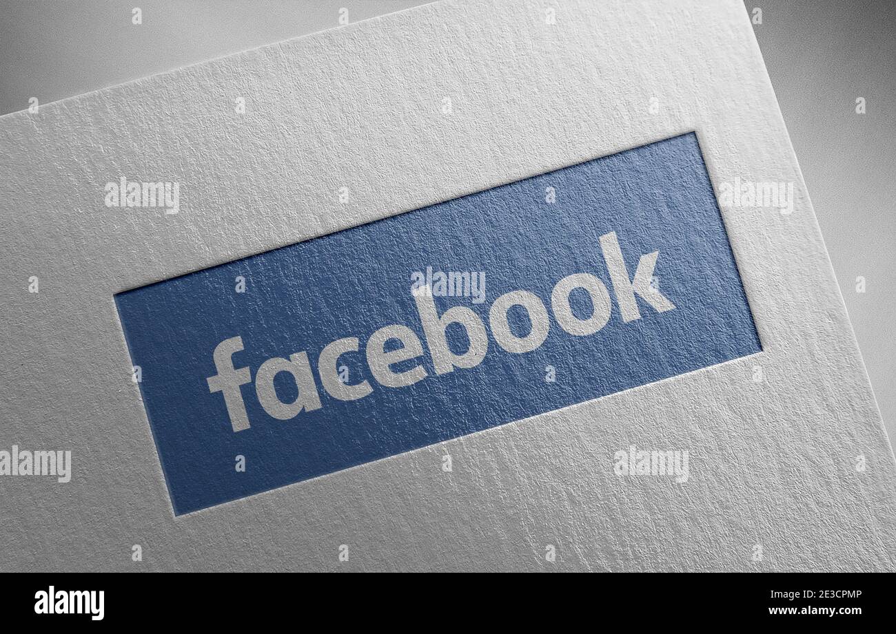 facebook logo paper texture illustration Stock Photo - Alamy