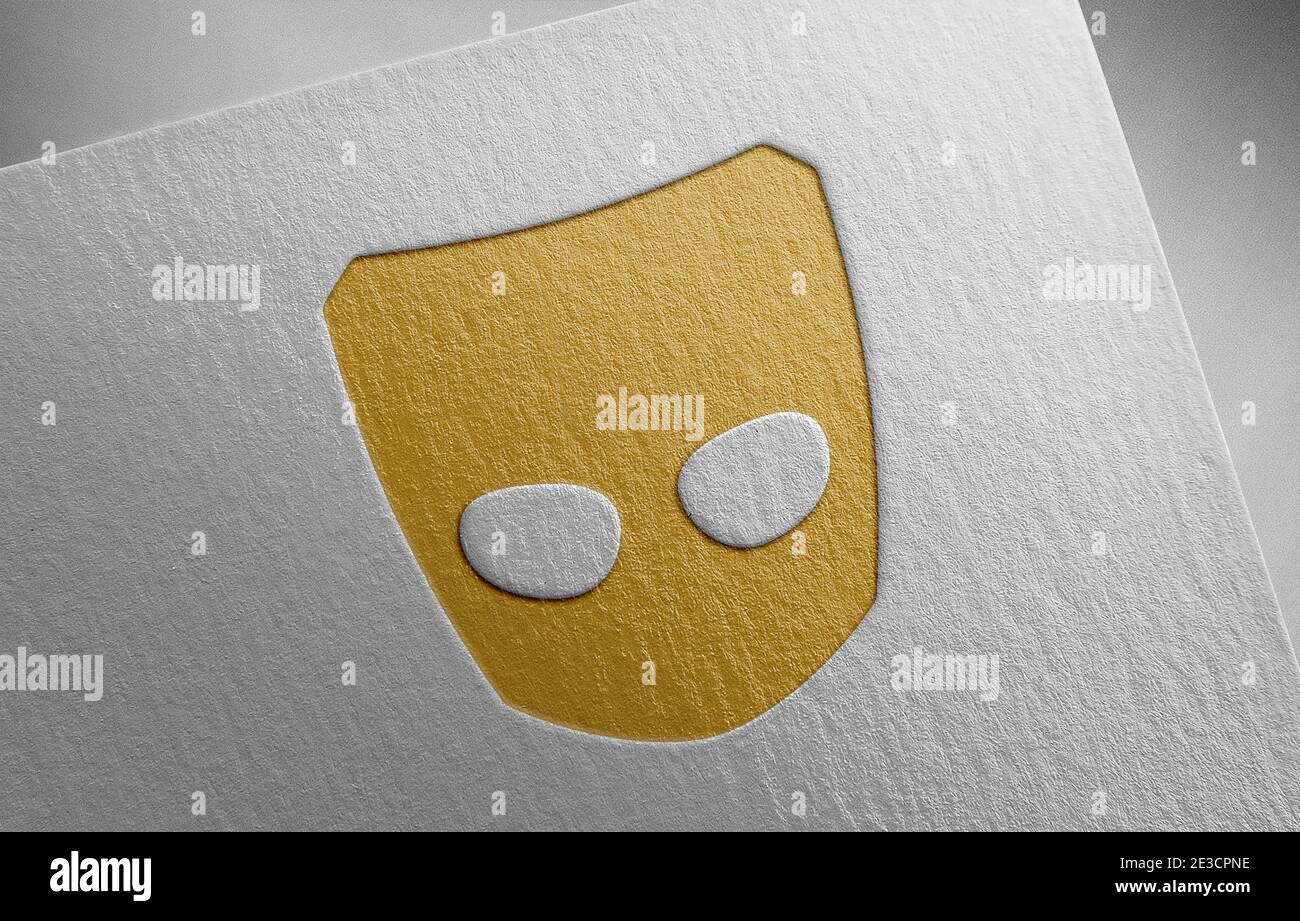 grindr logo paper texture illustration Stock Photo - Alamy
