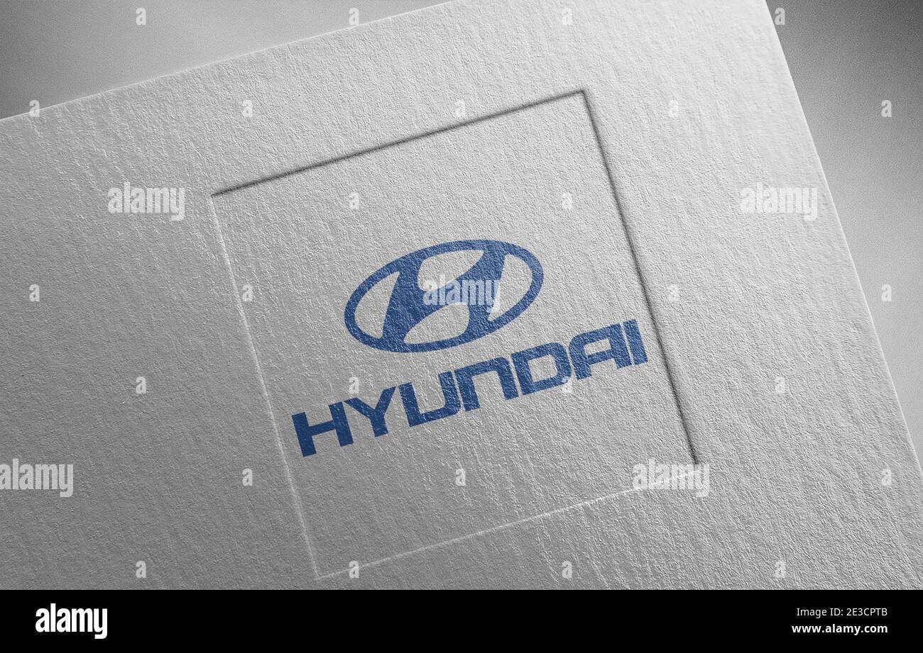 hyundai logo paper texture illustration Stock Photo - Alamy