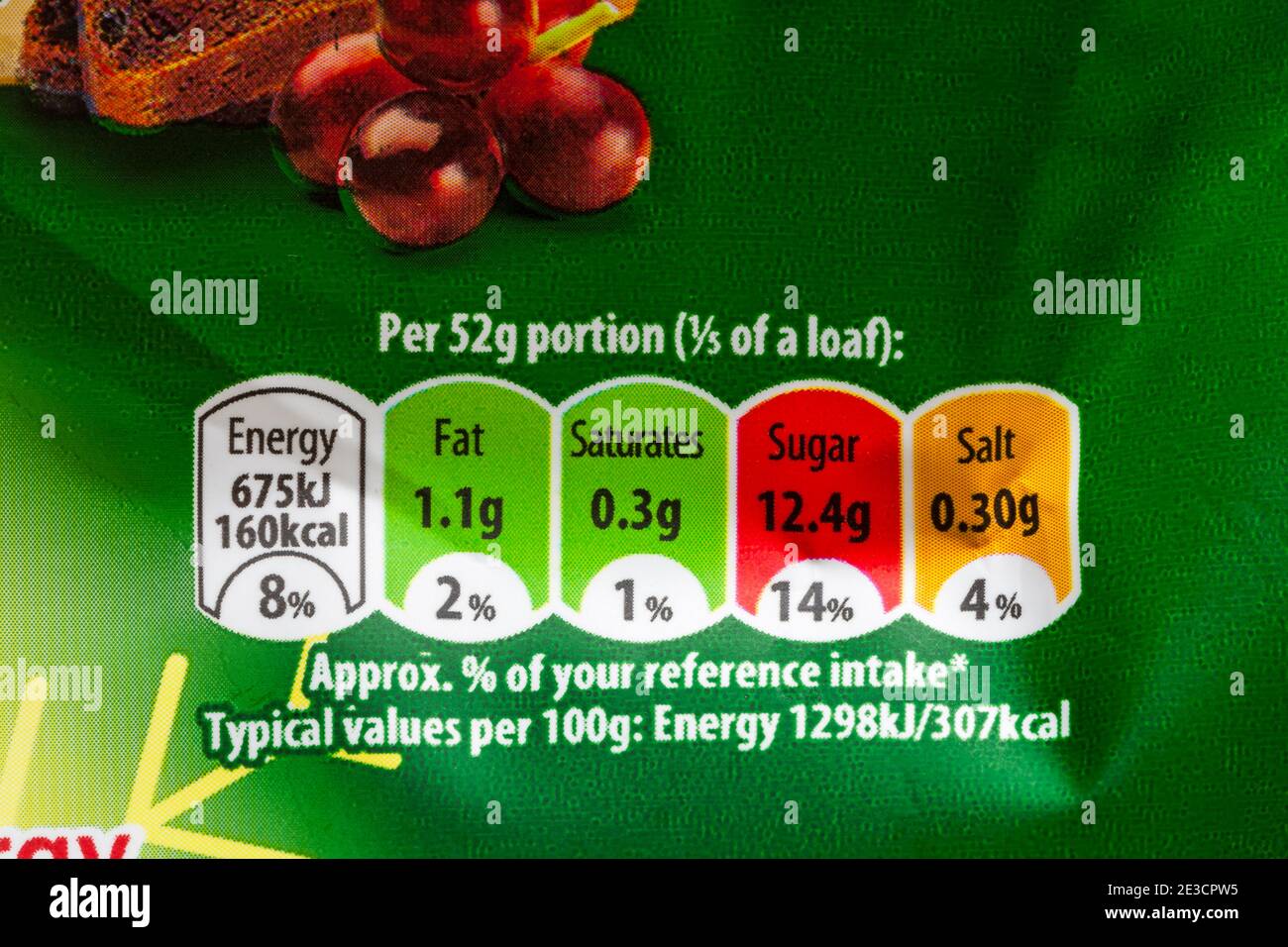 Nutritional information traffic light system labelling on pack of ...