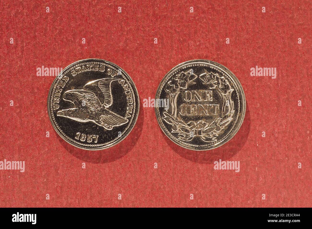 ancient 1857 one cent coin money (USD), currency of United States Stock ...