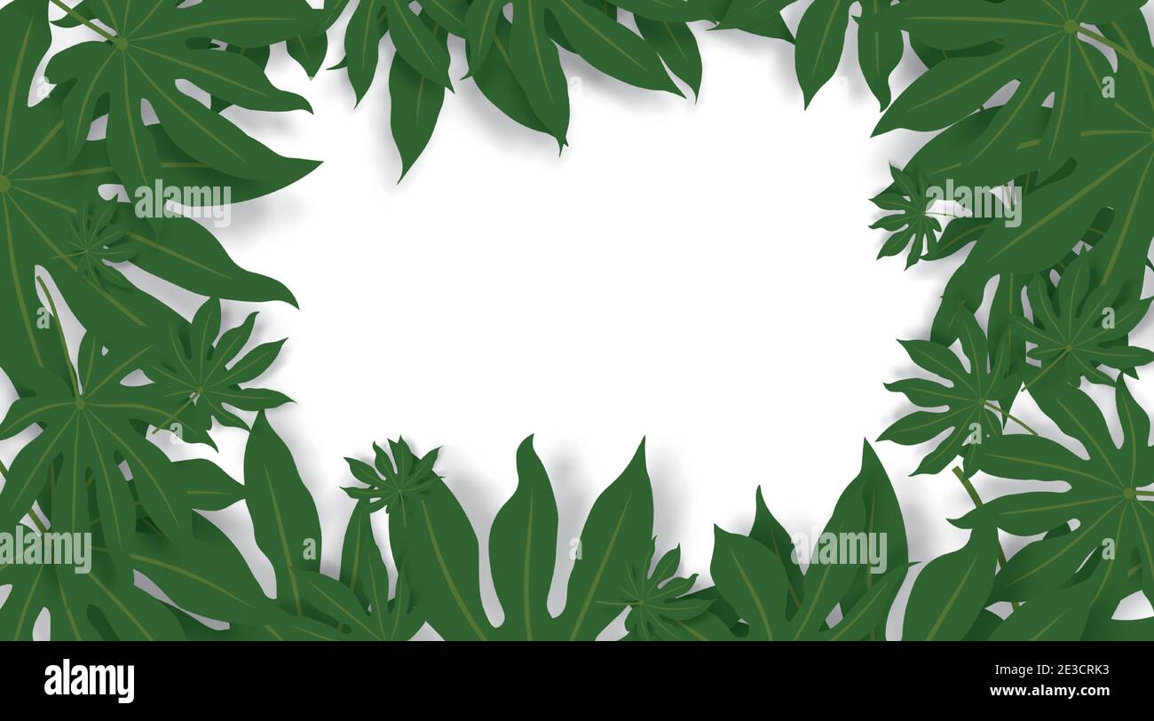 Green leaf vector background. Green leaves boundary space for the text ...