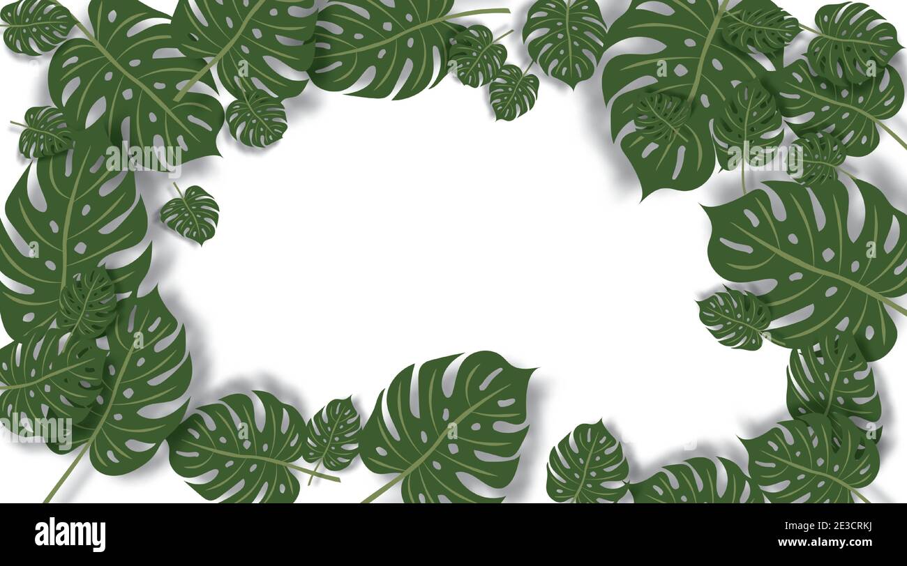 Green leaf vector background. Green leaves boundary space for the text ...