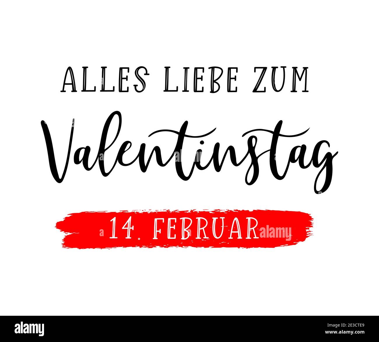 Hand sketched Alles liebe zum Valentinstag German quote, meaning Happy ...