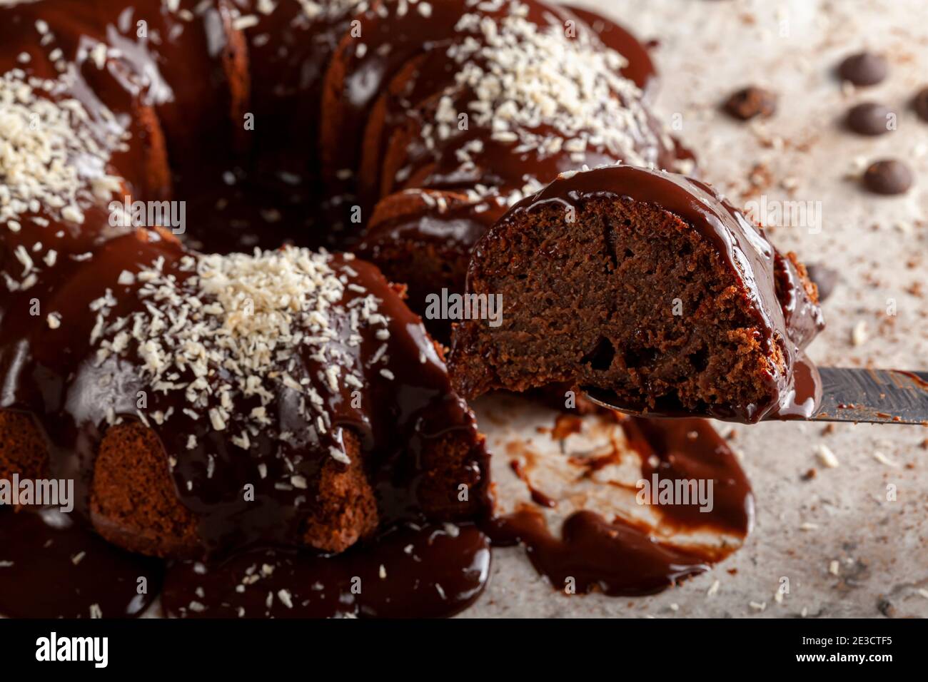 Homemade chocolate cake being removed hi-res stock photography and ...