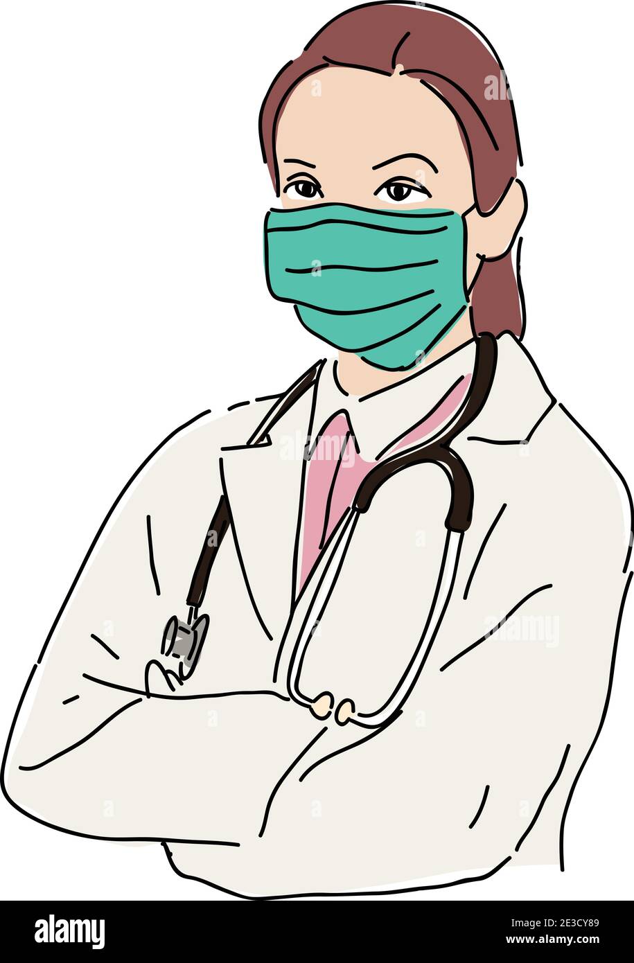 Lady Doctor with Face Mask illustration Vector Stock Vector Image & Art ...