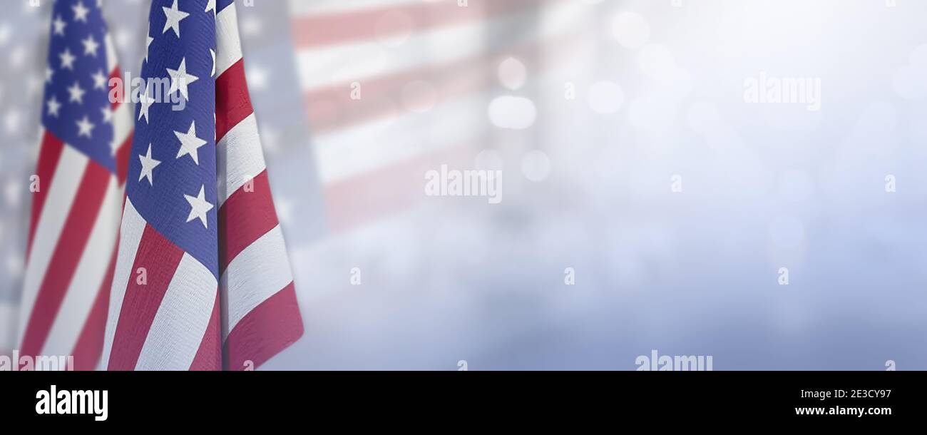 USA Flag On blurred Background - Banner design Stock Photo - Alamy