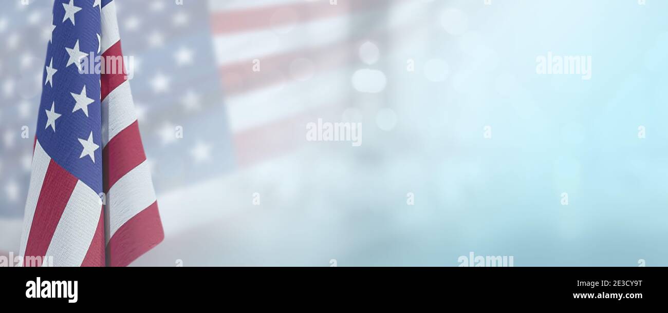 USA Flag On blurred Background - Banner design Stock Photo - Alamy