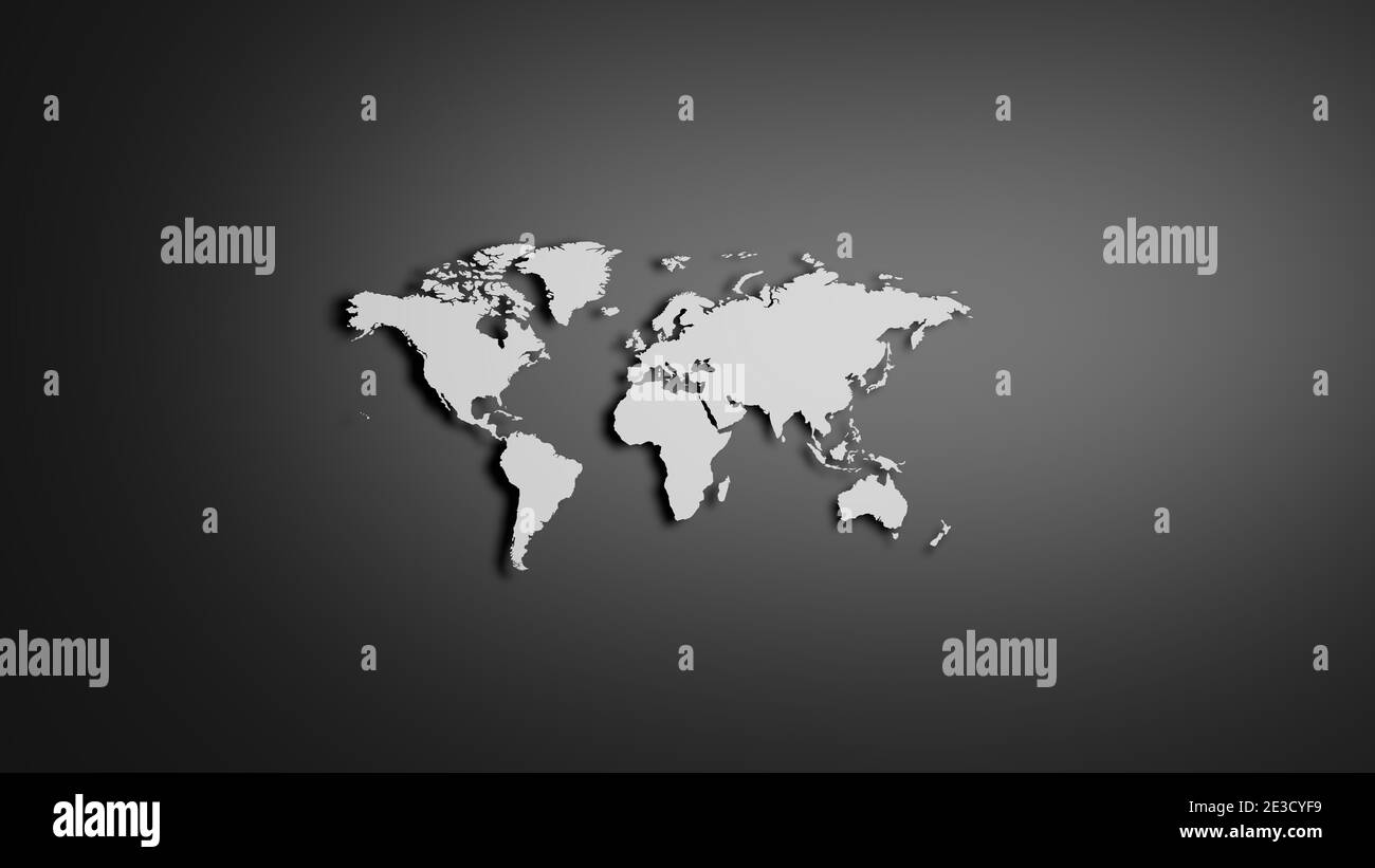 White World map on grey background Stock Photo - Alamy