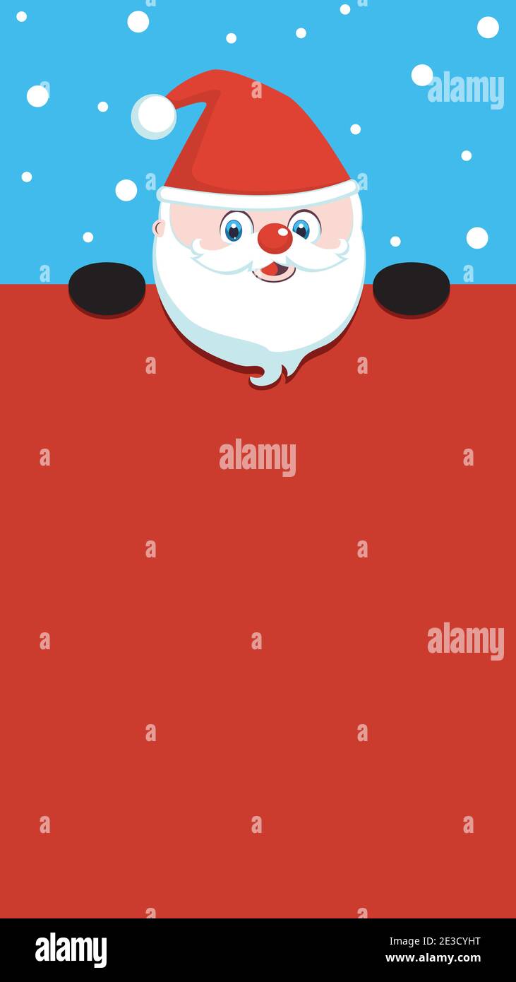 Christmas banner with happy cartoon Santa, holiday background Stock ...