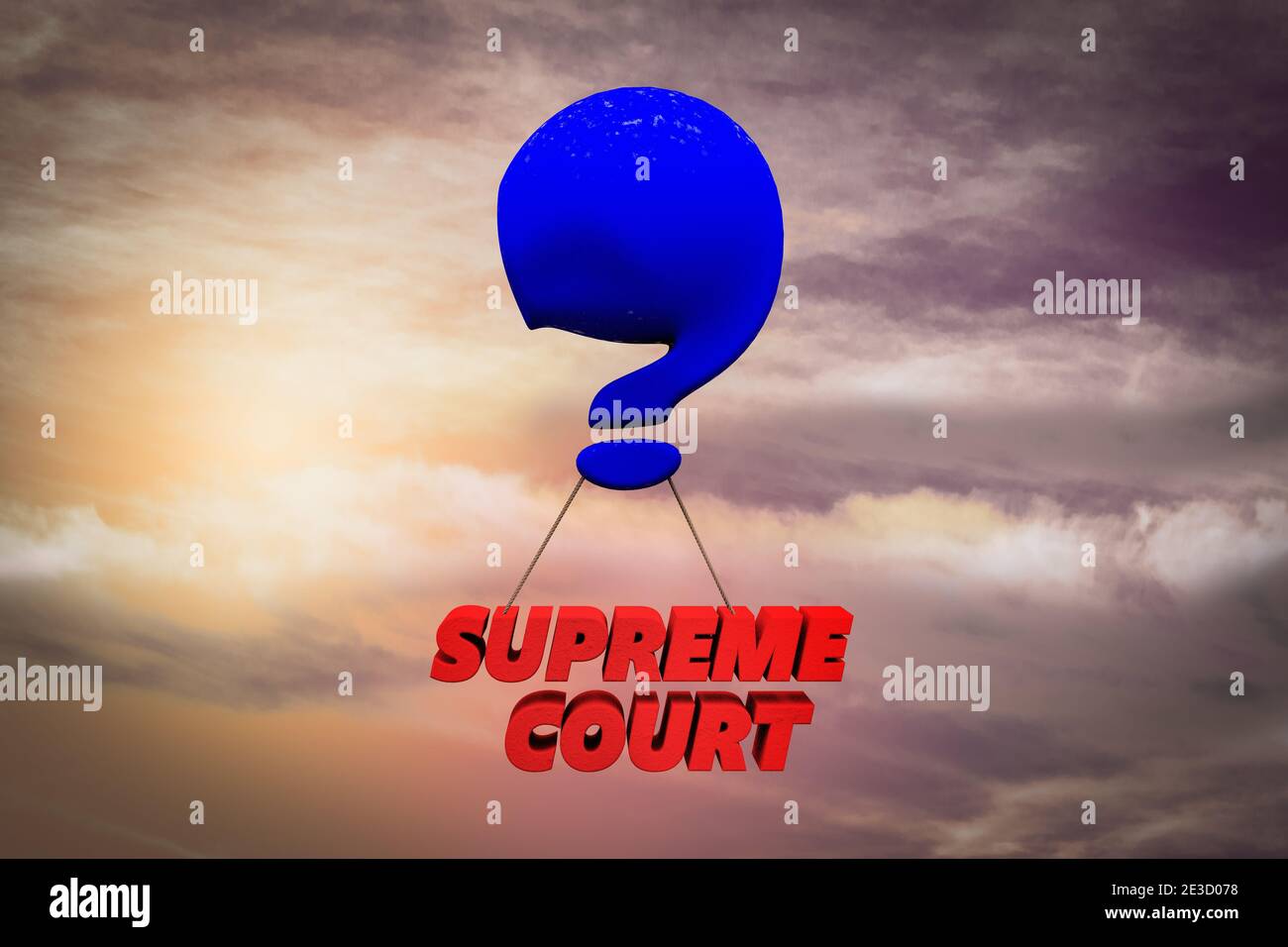 Question mark in the shape of a balloon conveys the letter Supreme ...