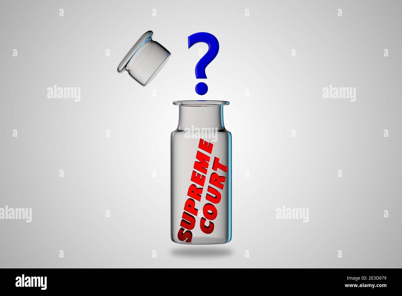 Letter Supreme court inside a bottle with a question mark demonstrating ...