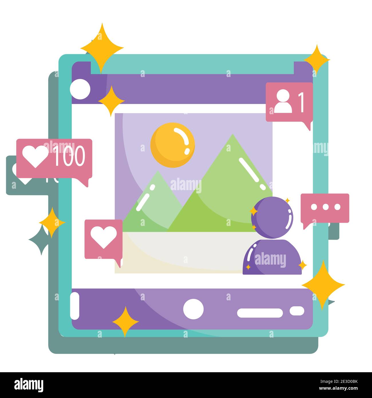 social media mobile picture like chat message follow avatar vector ...