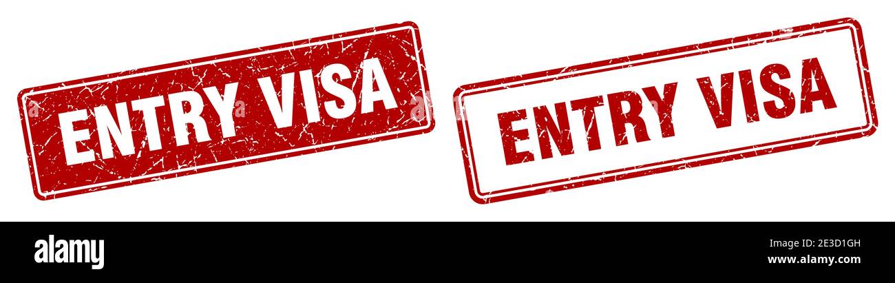 entry visa square stamp. entry visa grunge sign set Stock Vector Image ...