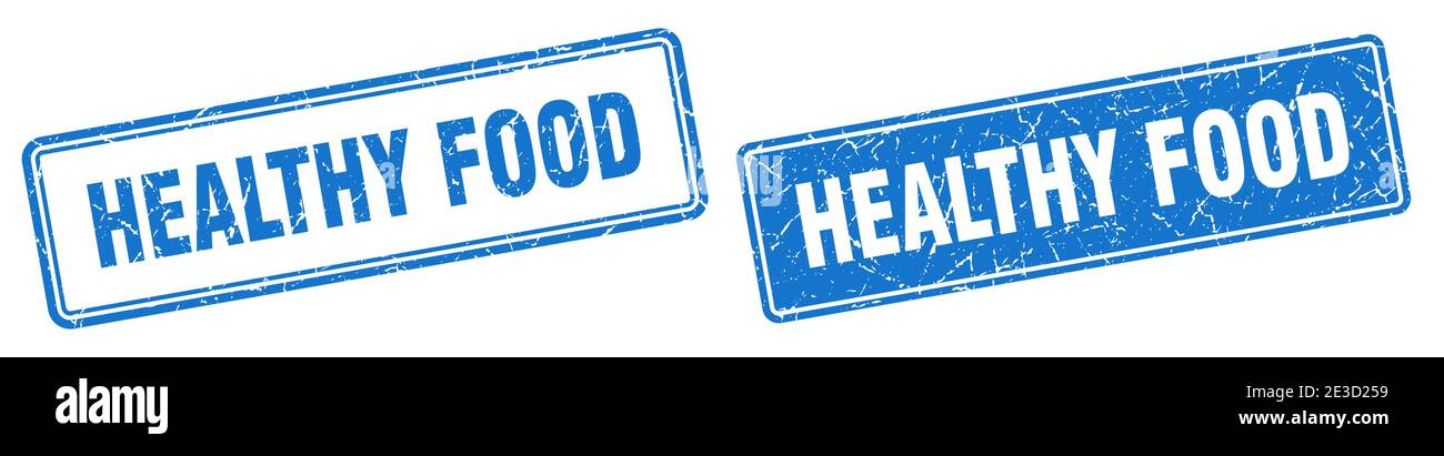 healthy food square stamp. healthy food grunge sign set Stock Vector ...