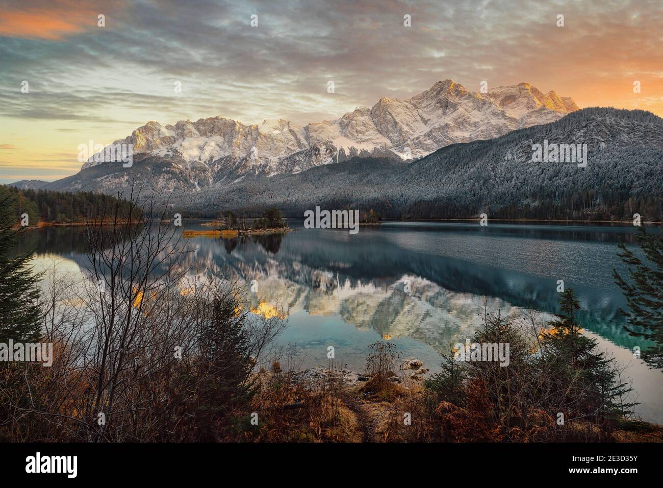Idyllic landscape in southern germany with lake and mountains hi-res ...