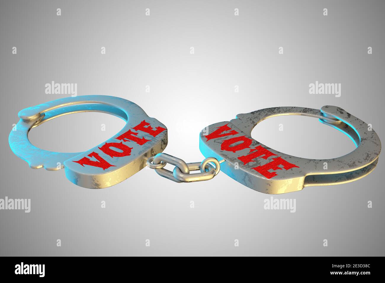 Vote letters on handcuffs demonstrating protesting elections or angry ...