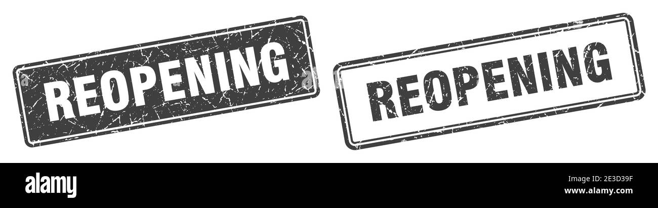 reopening square stamp. reopening grunge sign set Stock Vector Image ...