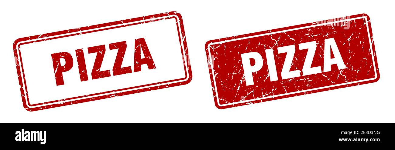 pizza square stamp. pizza grunge sign set Stock Vector Image & Art - Alamy
