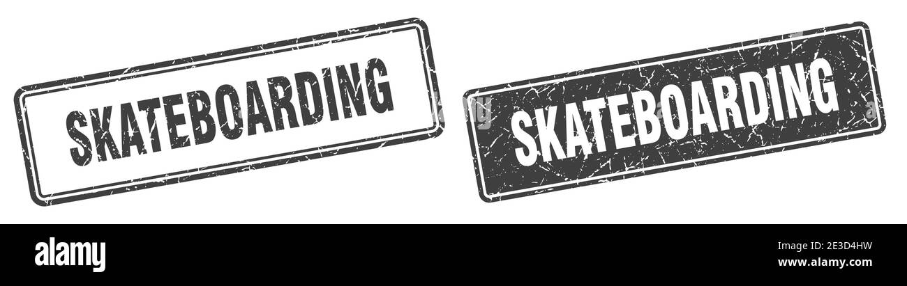 skateboarding square stamp. skateboarding grunge sign set Stock Vector ...