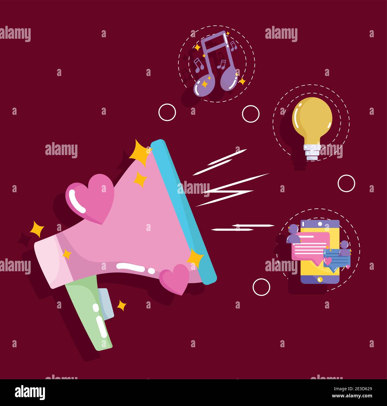 social media marketing speaker message mobile technology vector ...