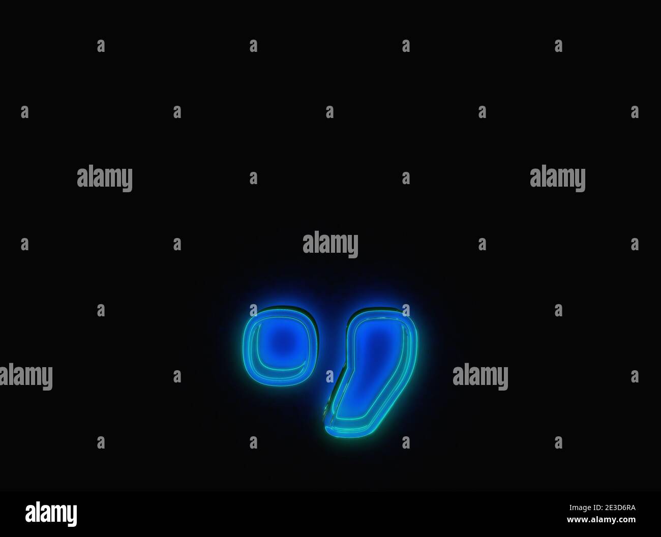 Blue - green neon light glow glass made transparent alphabet - period ...