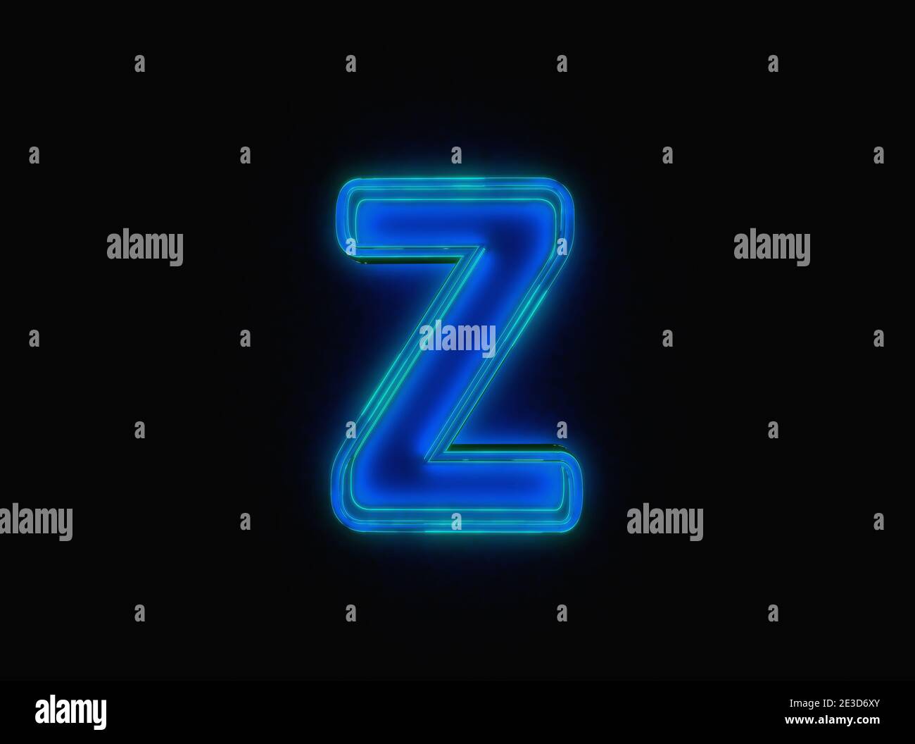Blue - green neon light glow glassy crystal font - letter Z isolated on ...