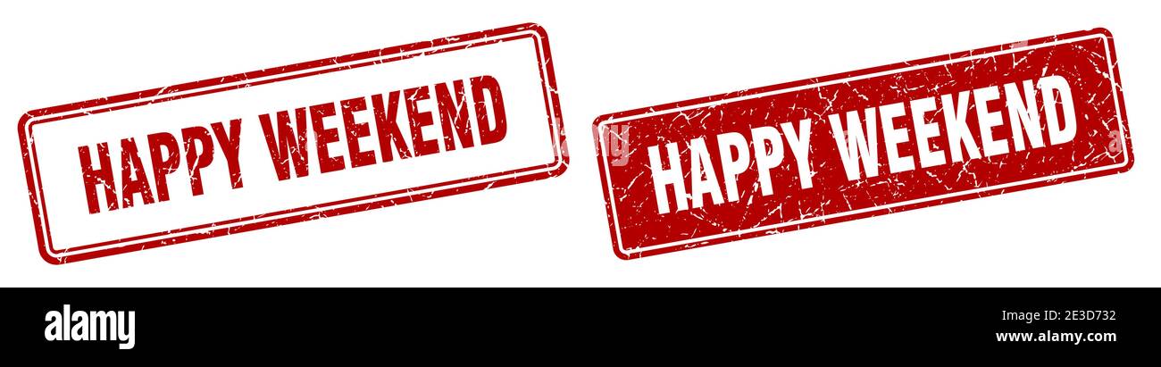 happy weekend square stamp. happy weekend grunge sign set Stock Vector ...