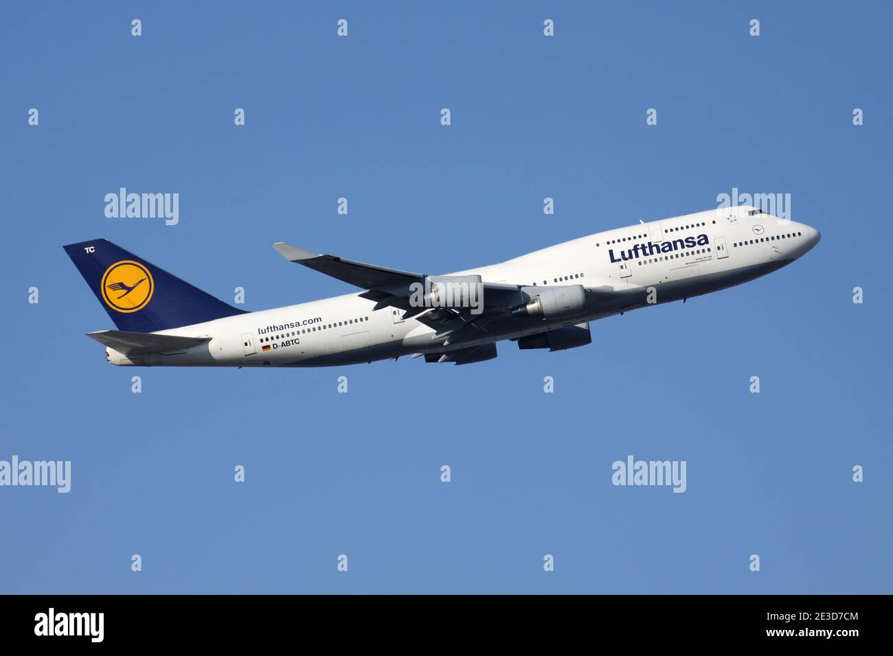 German Lufthansa Boeing 747-400 with registration D-ABTC airborne at ...