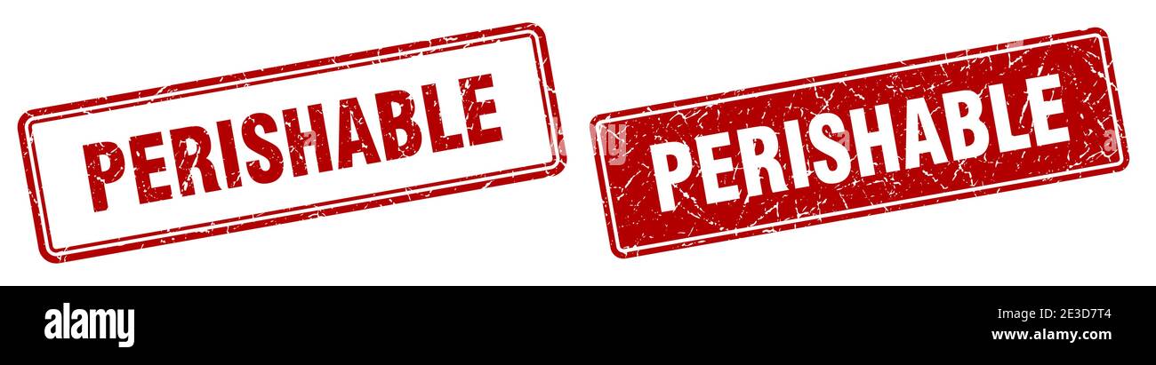 perishable square stamp. perishable grunge sign set Stock Vector Image ...