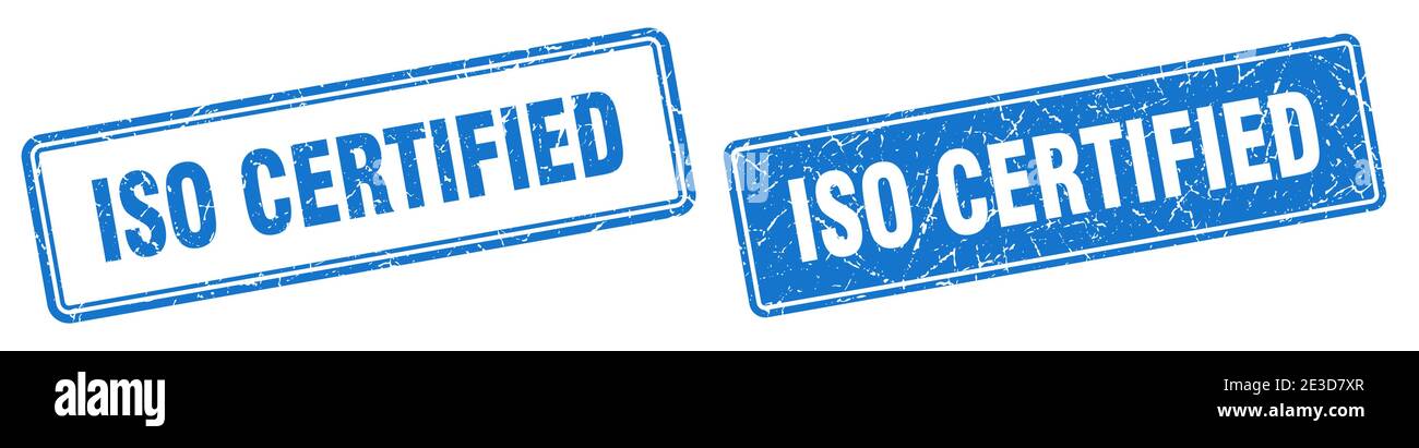 iso certified square stamp. iso certified grunge sign set Stock Vector ...
