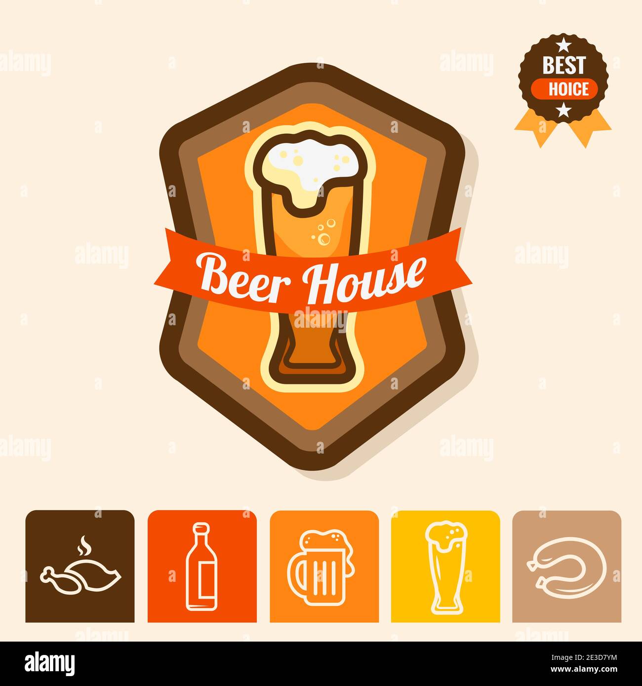 Label with beer mugs and the text Beer written inside, vector ...