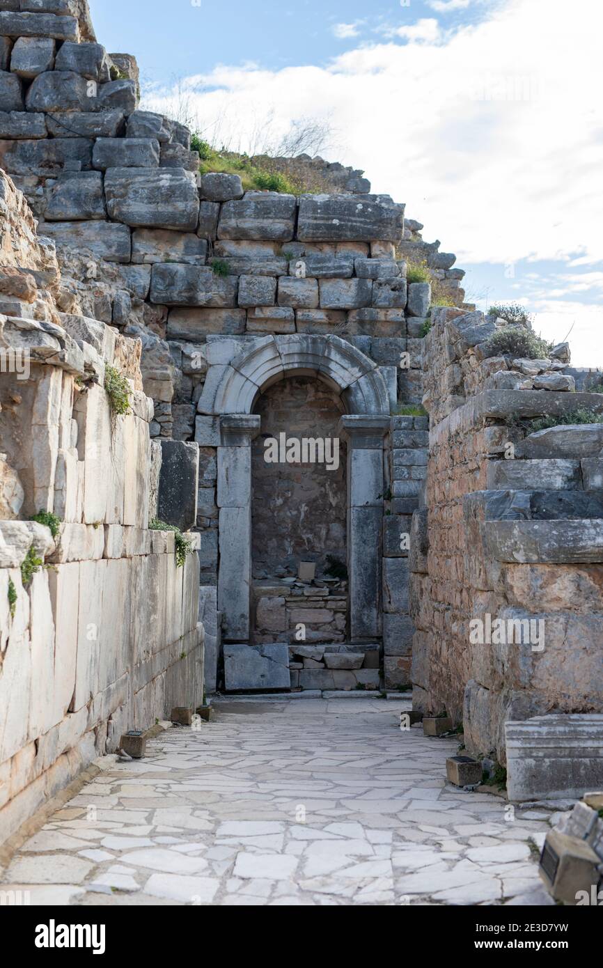 Ancient door and ruins in Ephesus Turkey Stock Photo - Alamy