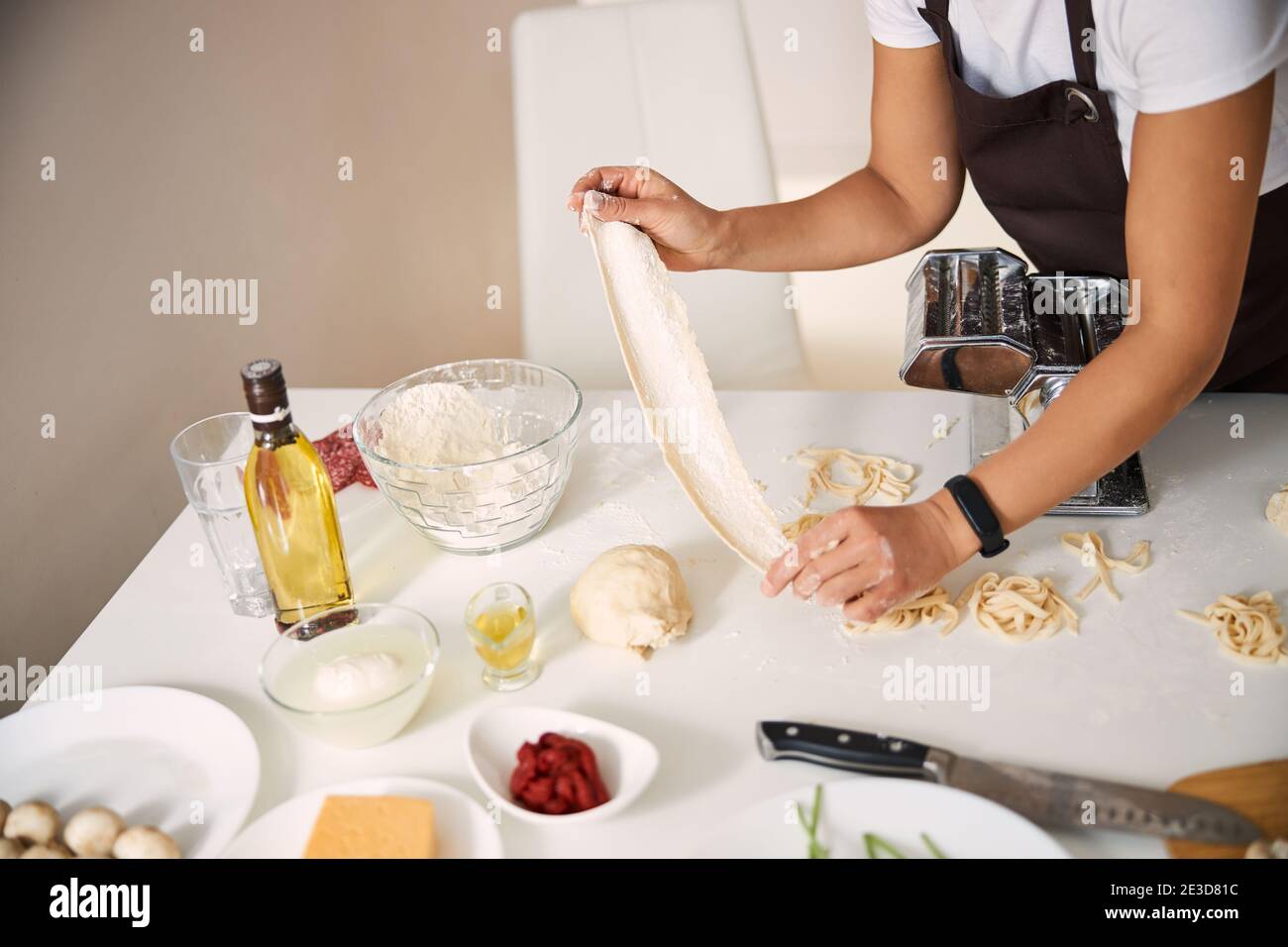 Process of making tasty spaghetti at home Stock Photo - Alamy