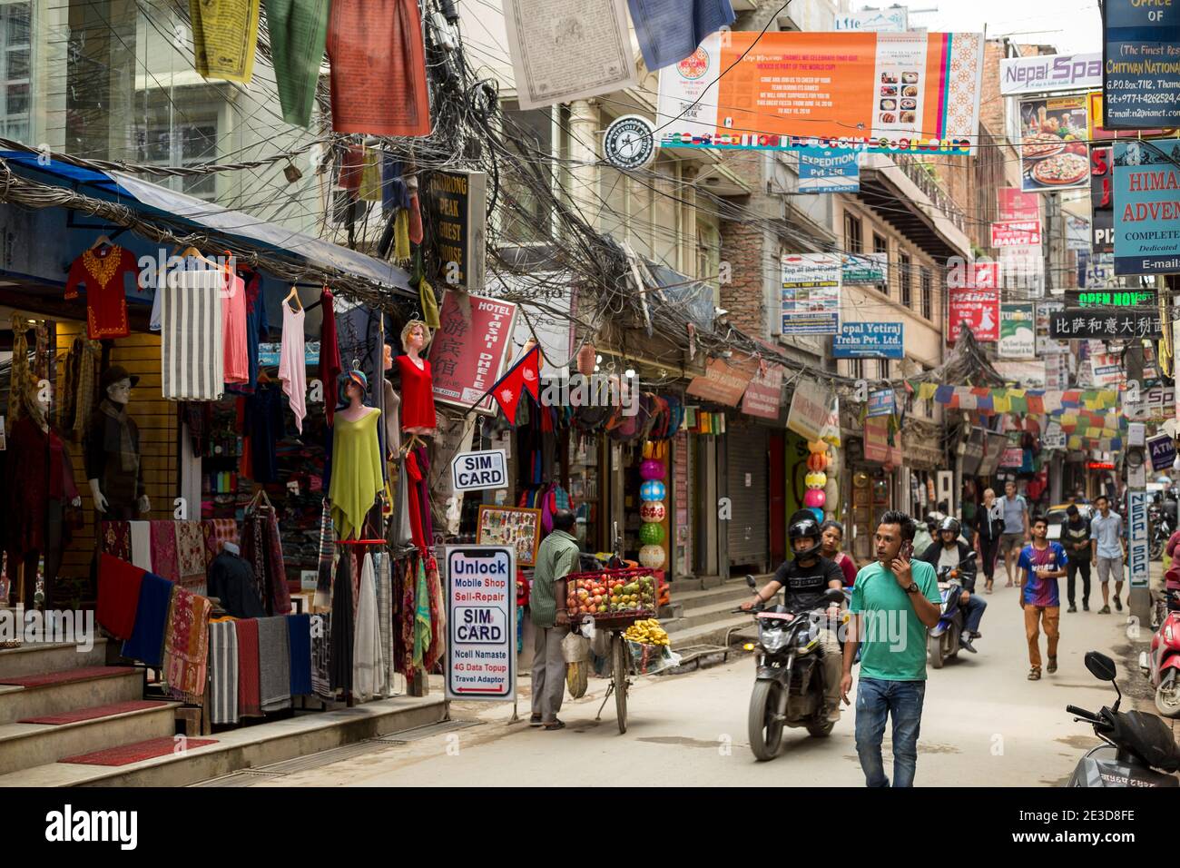 On the busy streets of the commercial Thamel district, Kathmandu, the ...
