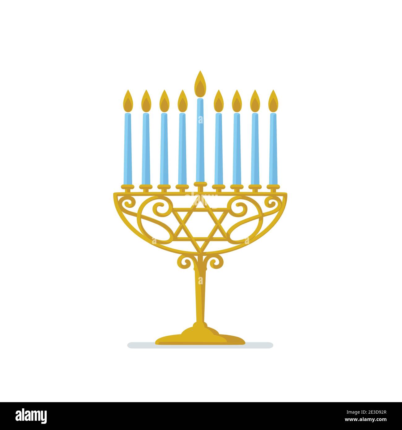 Hanukkah gold menorah. Jewish holiday. Hanukkah gold Menorah with blue ...