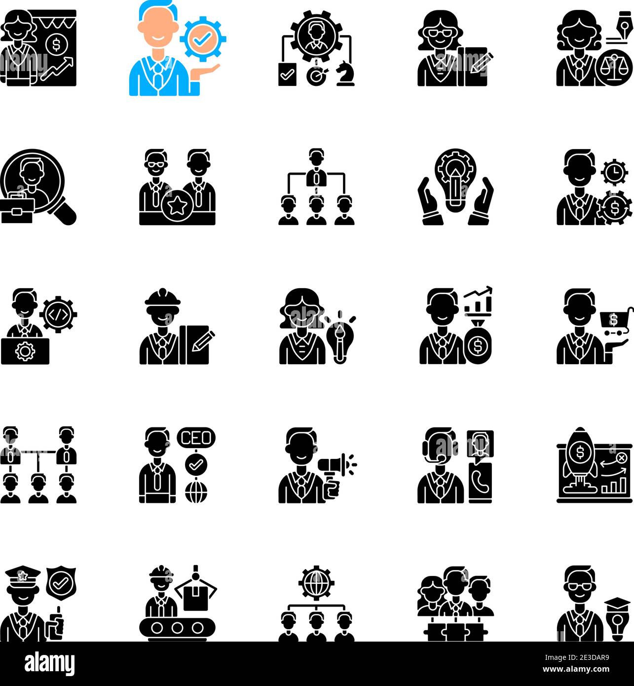 Company structure black glyph icons set on white space Stock Vector ...