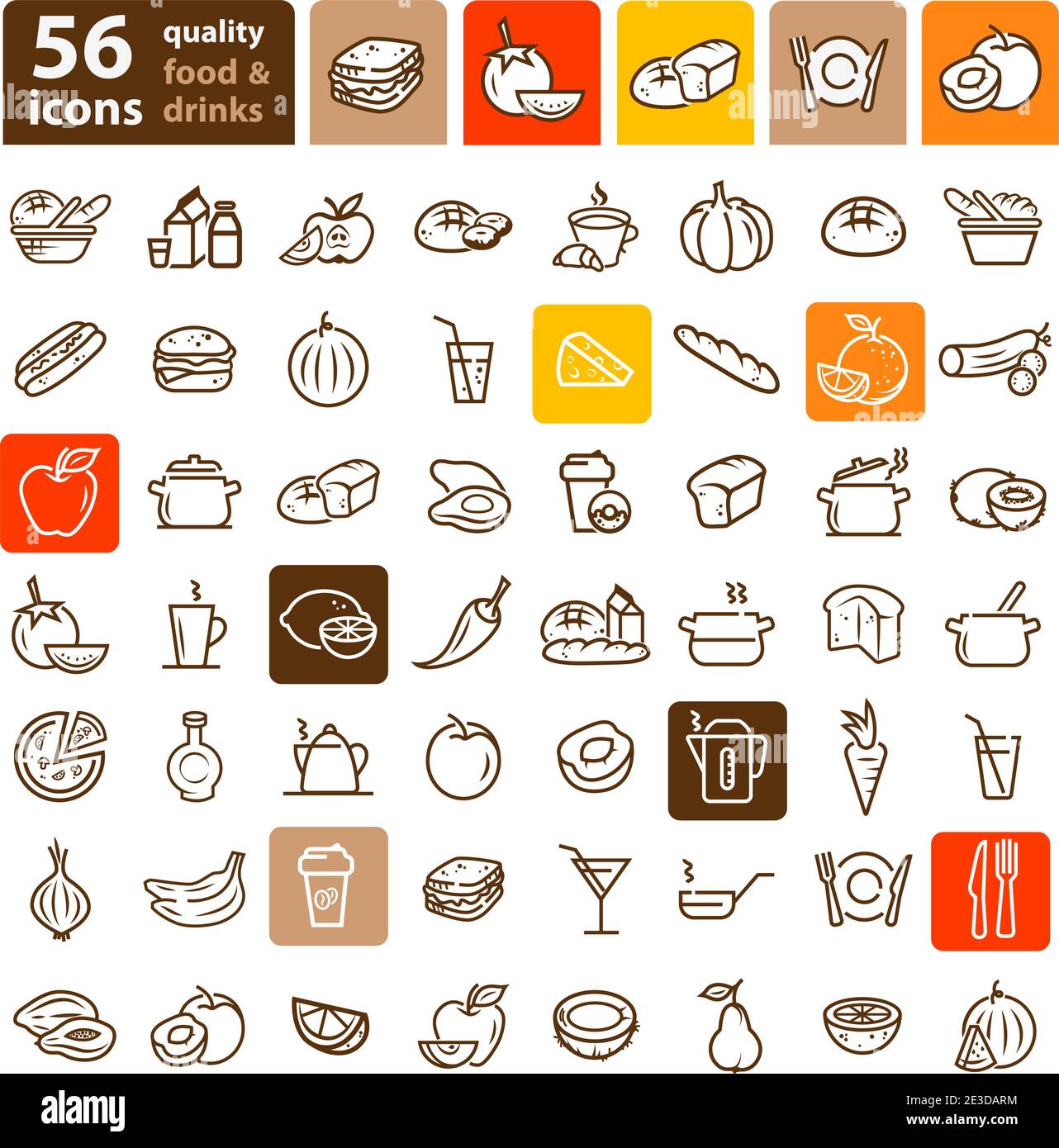 Retro food icons set Stock Vector Images - Alamy