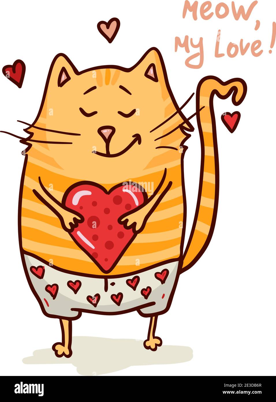 Cute cat in love romantic vector illustration Stock Vector Image & Art ...