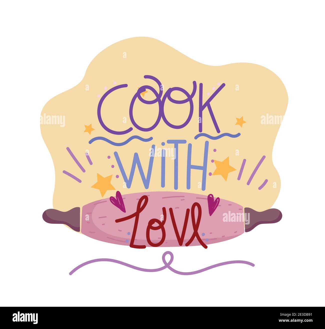cooking rolling pin utensil in cartoon style lettering vector ...