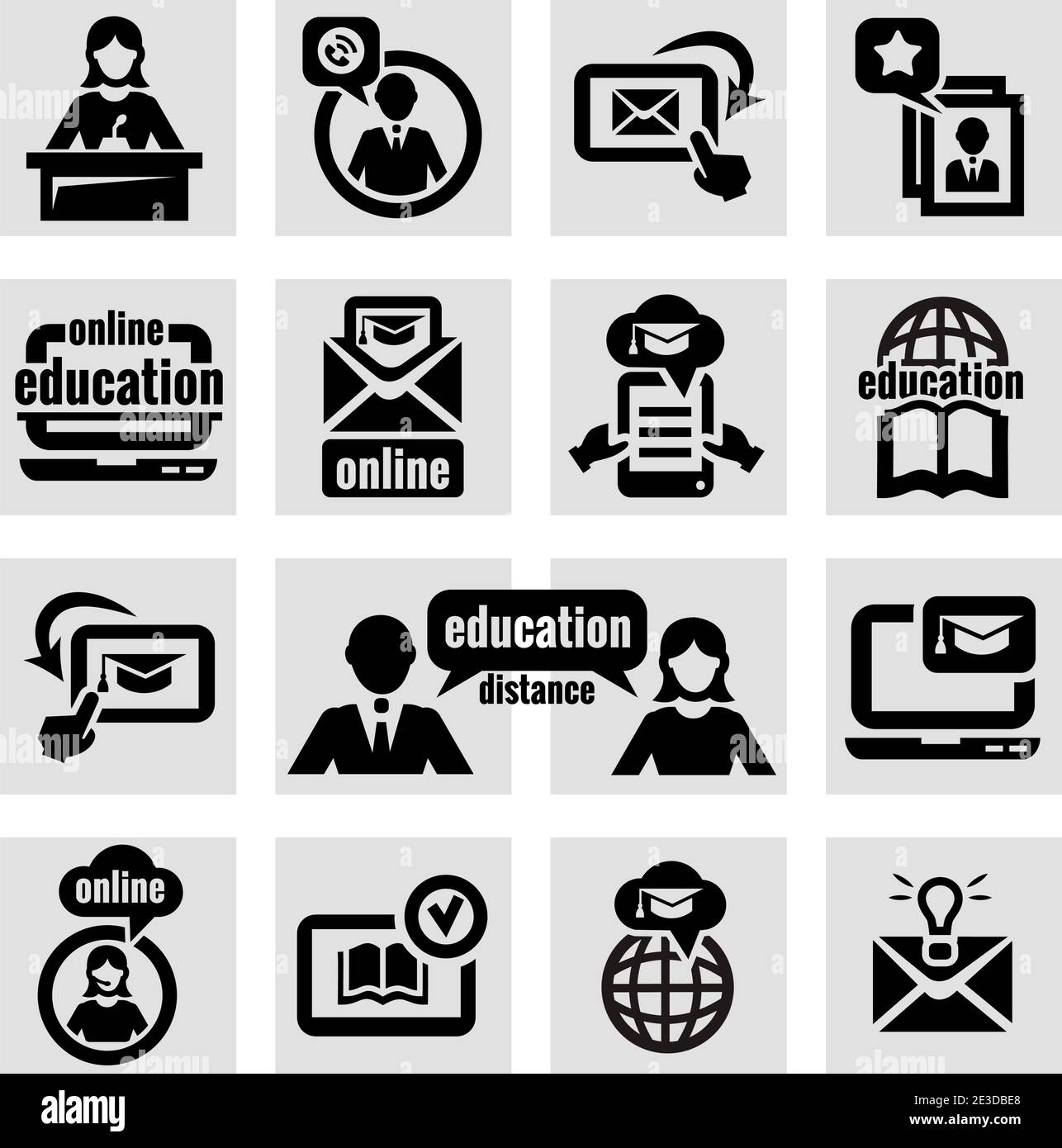Electronic education graduation black icon Stock Vector Images - Alamy