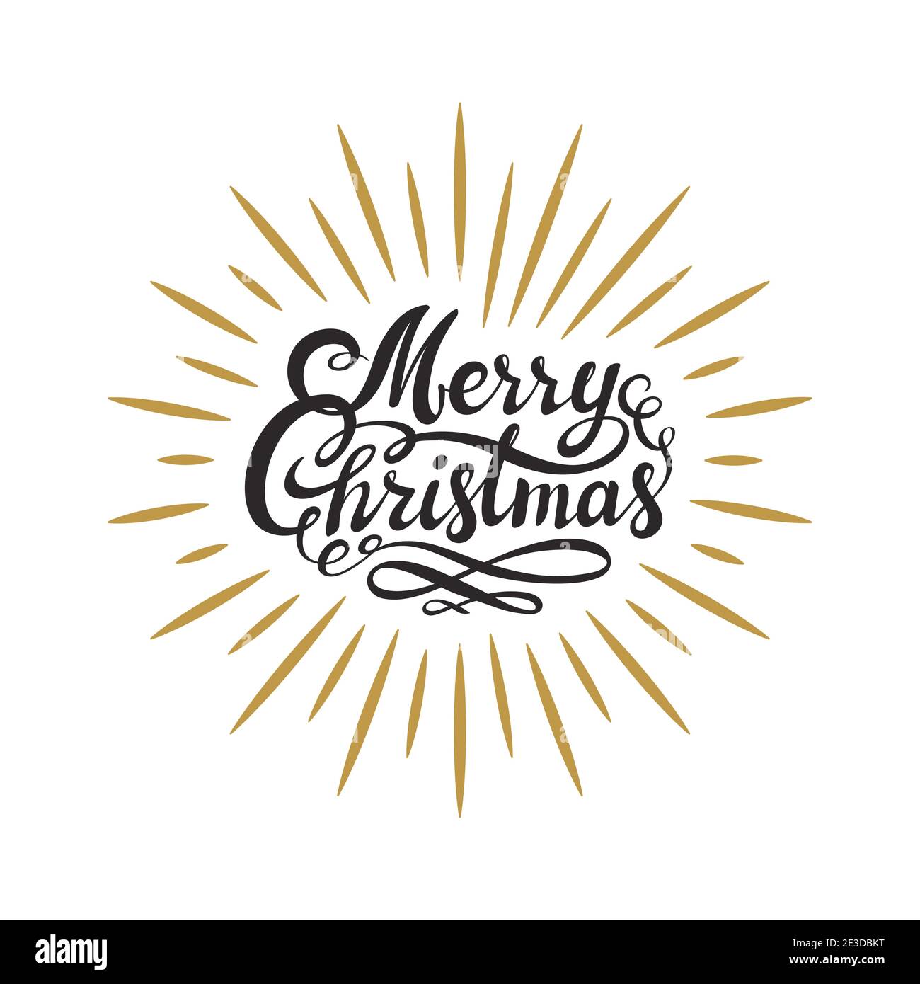Merry Christmas retro poster with hand lettering and decoration ...