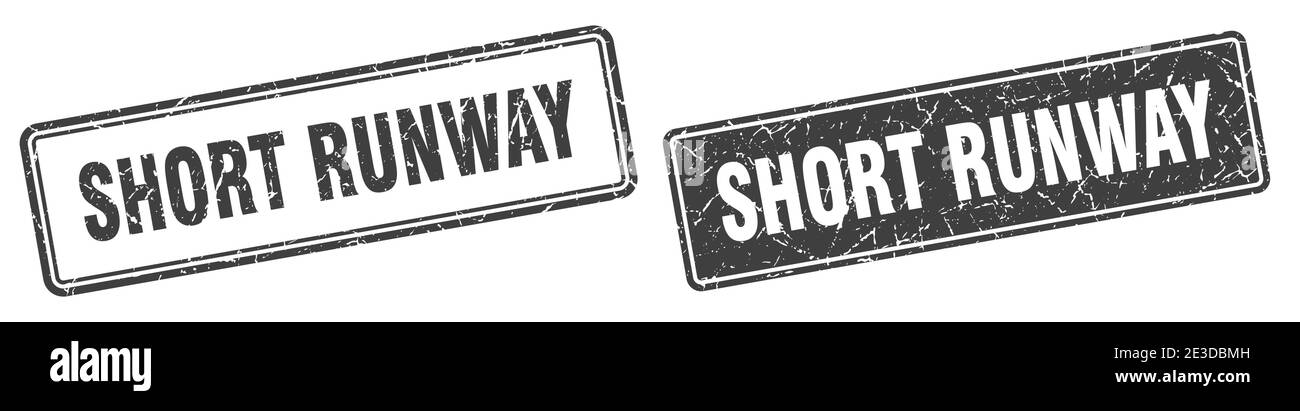 short runway square stamp. short runway grunge sign set Stock Vector ...