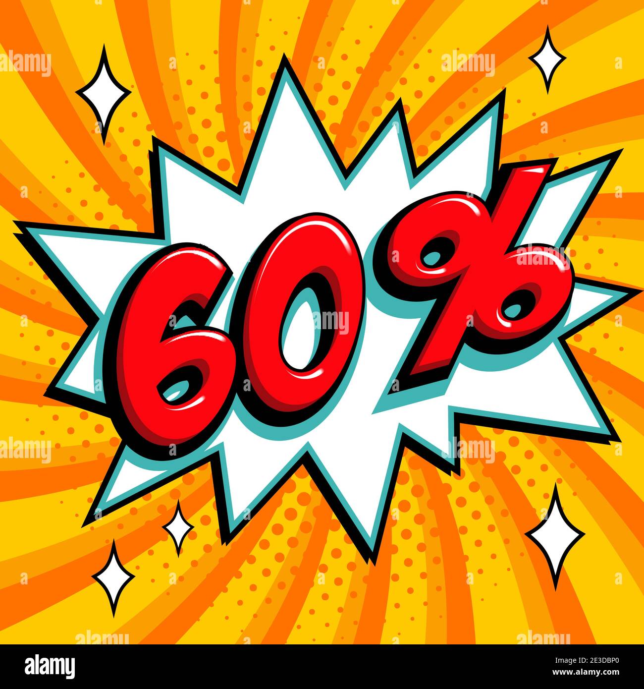60 eighty percent off sale banner. Red number on bang shape and orange ...
